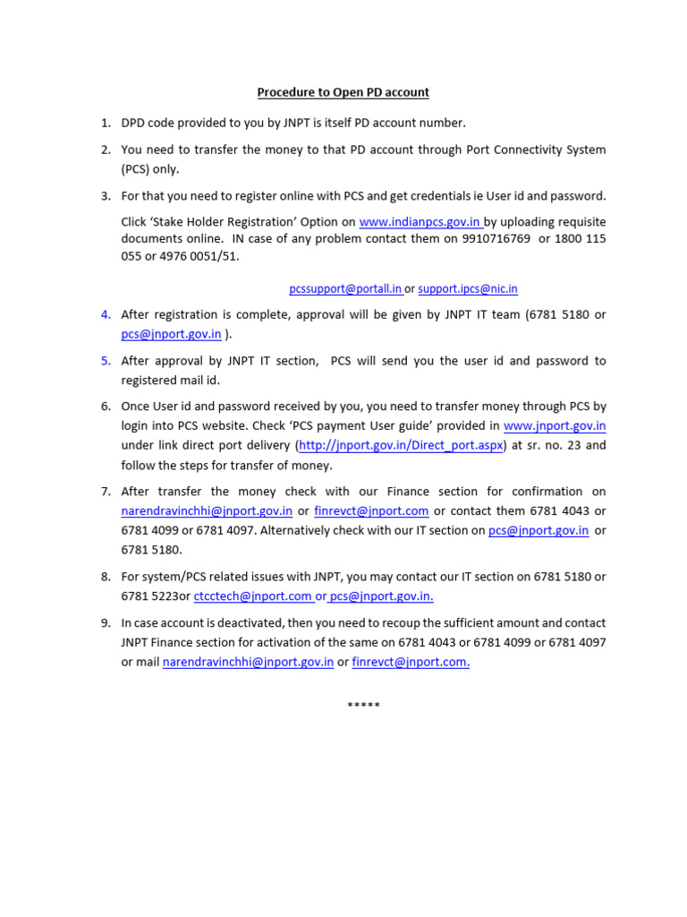 Procedure To Open PD Account Rev 23 2021 07 02 09 28 54 | PDF