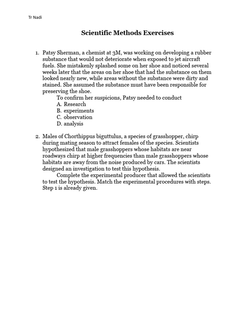 Scientific Methods Exercises | PDF | Atomic Nucleus | Atoms