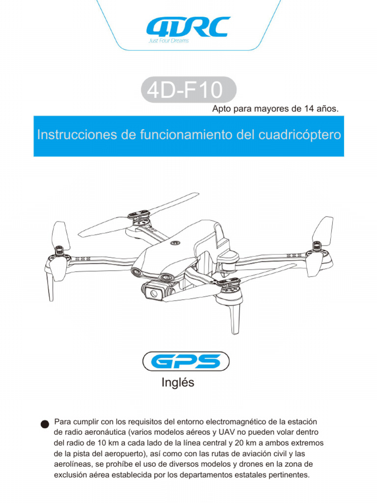 Manual en español del 4DRC F10 Drone | PDF | Avión | Vehículo aéreo no ...