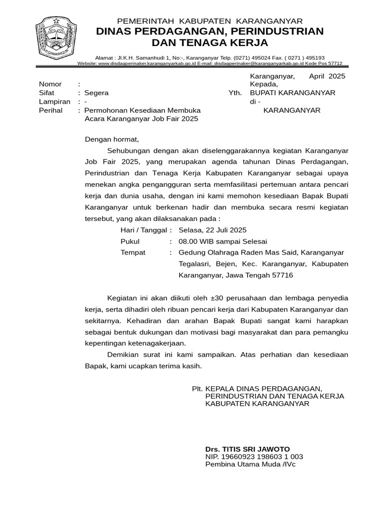 Surat Bupati Jobfair 2025 | PDF