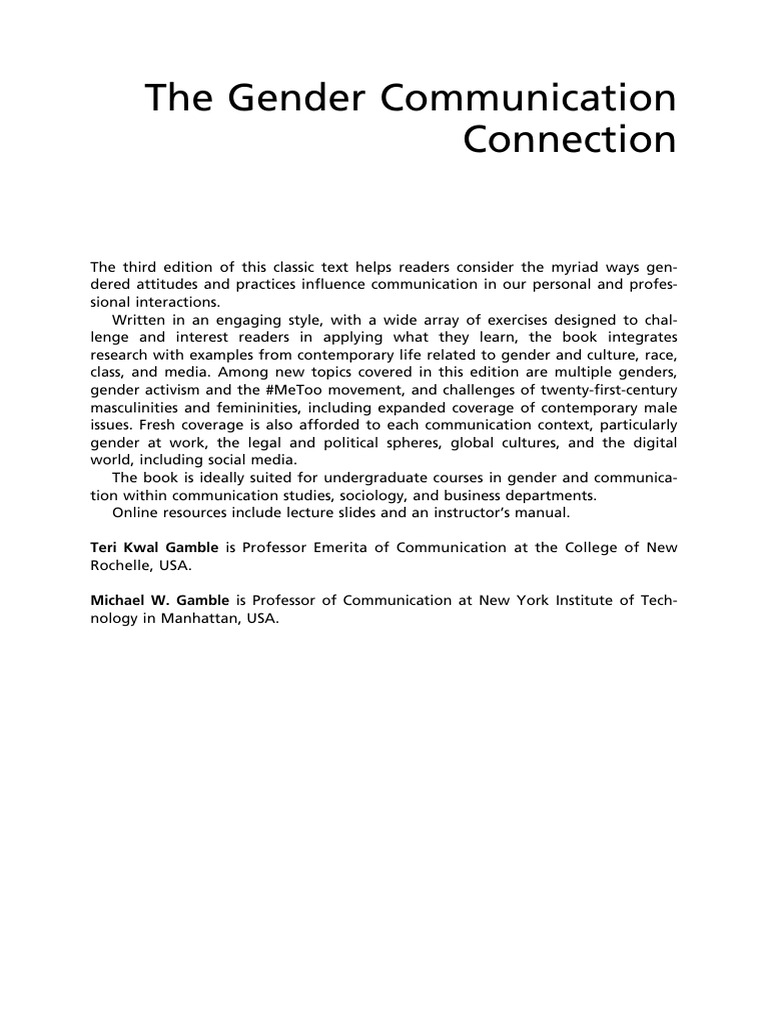 The Gender Communication Connection | PDF | Men's Movement | Gender
