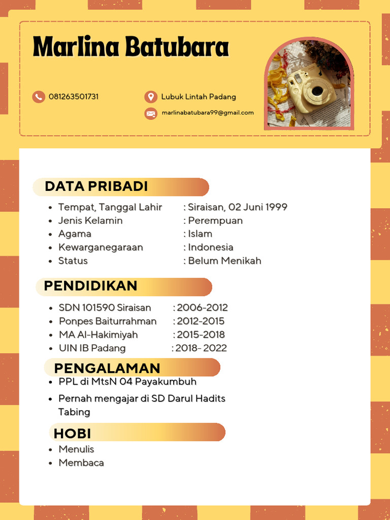 Kuning Merah Muda Simple Retro CV Riwayat Hidup Resume A4 - 20250609 ...