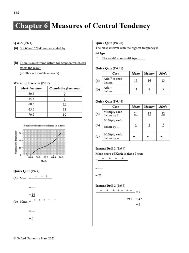 Measures of Central Tendency: Q & A Quick Quiz | PDF | Mean | Mode (Statistics)