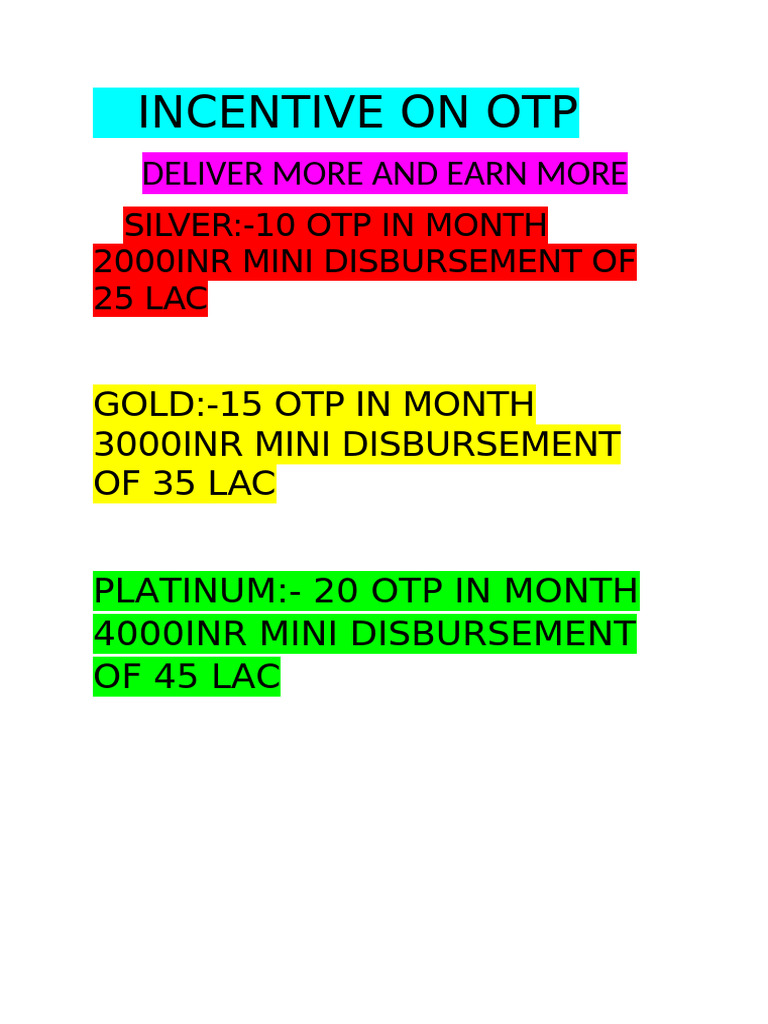 Incentive On Otp | PDF