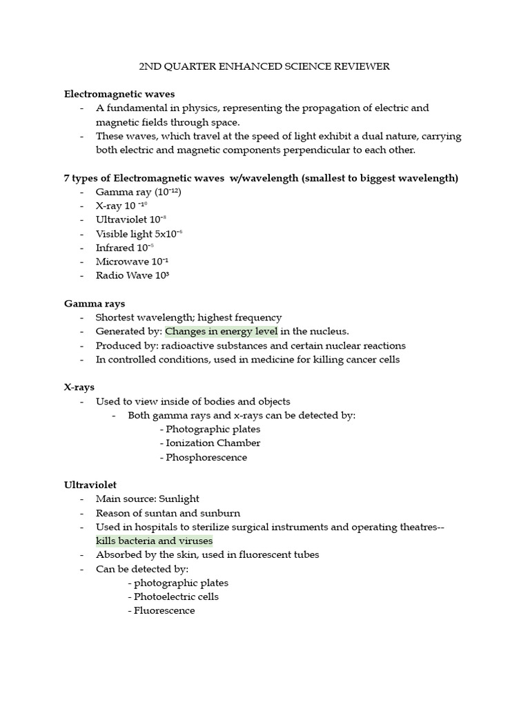 Enhanced Science 2ND Quarter Reviewer | PDF | Electromagnetic Radiation ...
