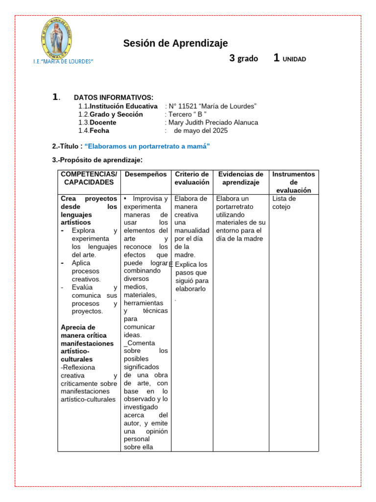 AyC - Elaboramos Un Regalito A Mamá | PDF | Evaluación | Aprendizaje