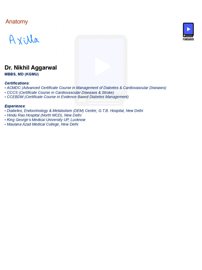 Axilla & Brachial Plexus and The Important Topic | PDF | Arm ...