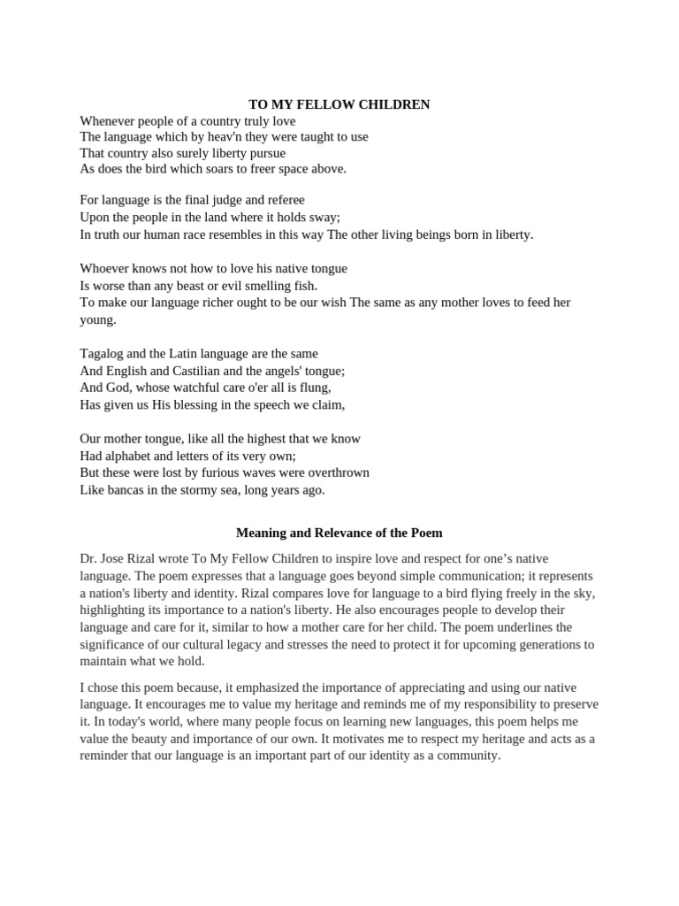 Five (5) Poems of Jose Rizal | PDF