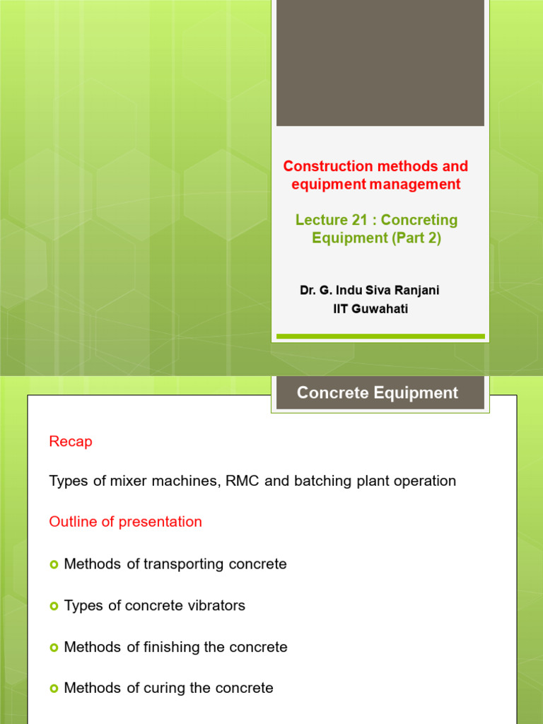 Lec 21 Concreting Equipment Part 2 Modified | PDF | Concrete | Pump