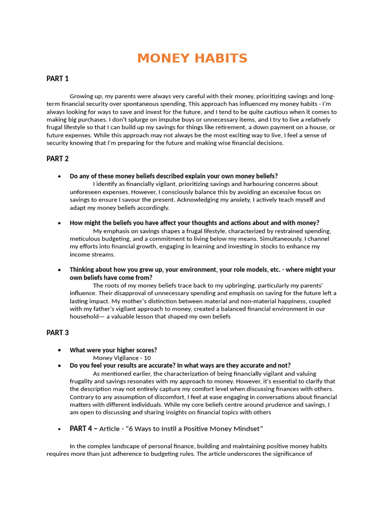 CAFE Module 1 Assignment 2 | PDF | Gratitude | Expense