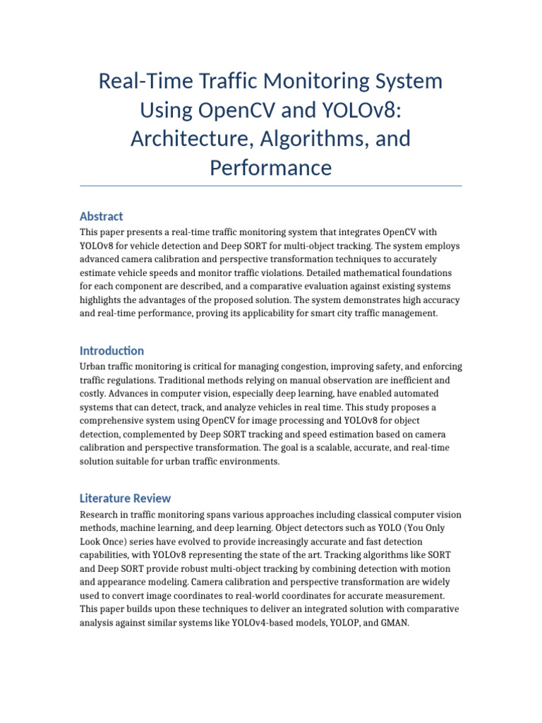 Traffic Monitoring System YOLOv8 OpenCV | PDF | Applied Mathematics