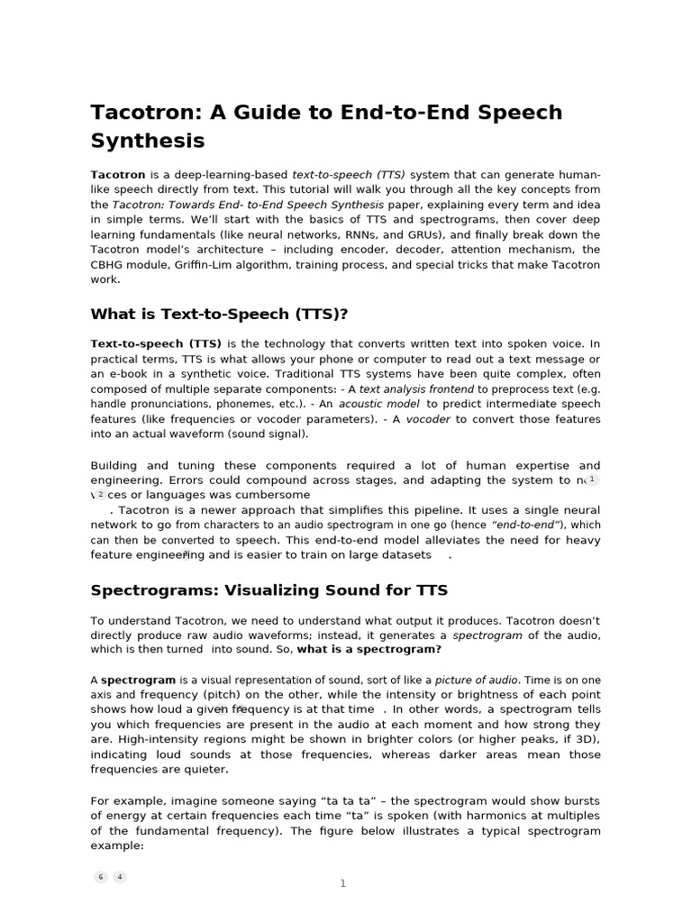 Tacotron - A Beginner-Friendly Guide To End To End Speech Synthesis | PDF | Speech Synthesis ...