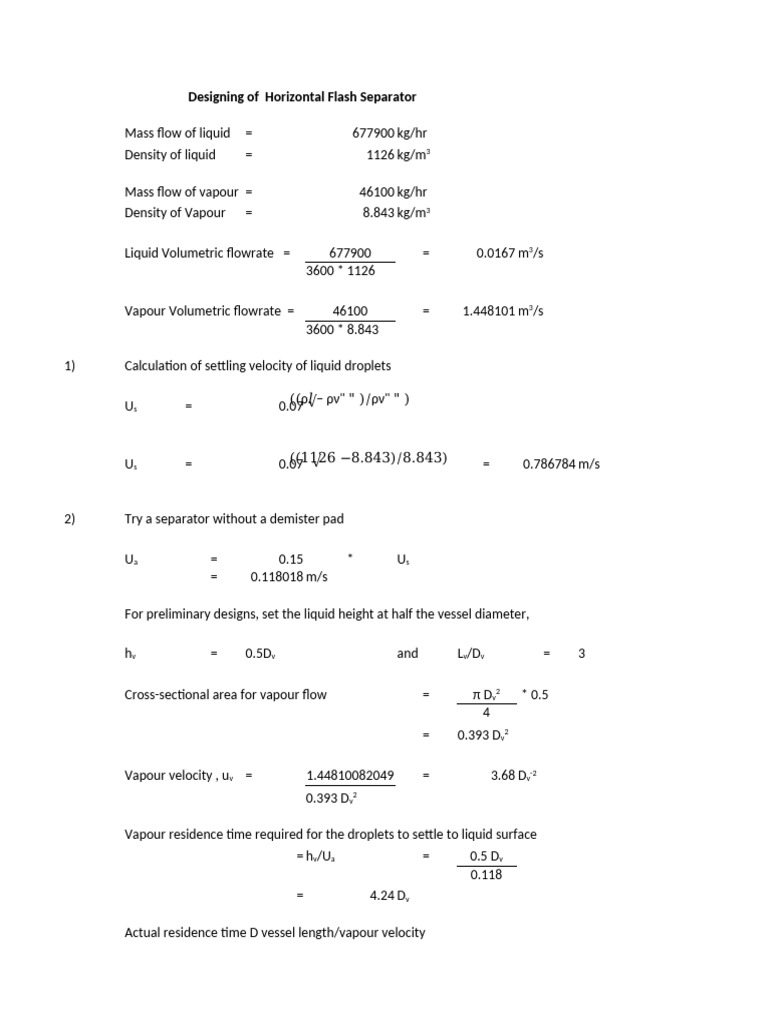 Flash Separator Designing | PDF | Density | Drop (Liquid)