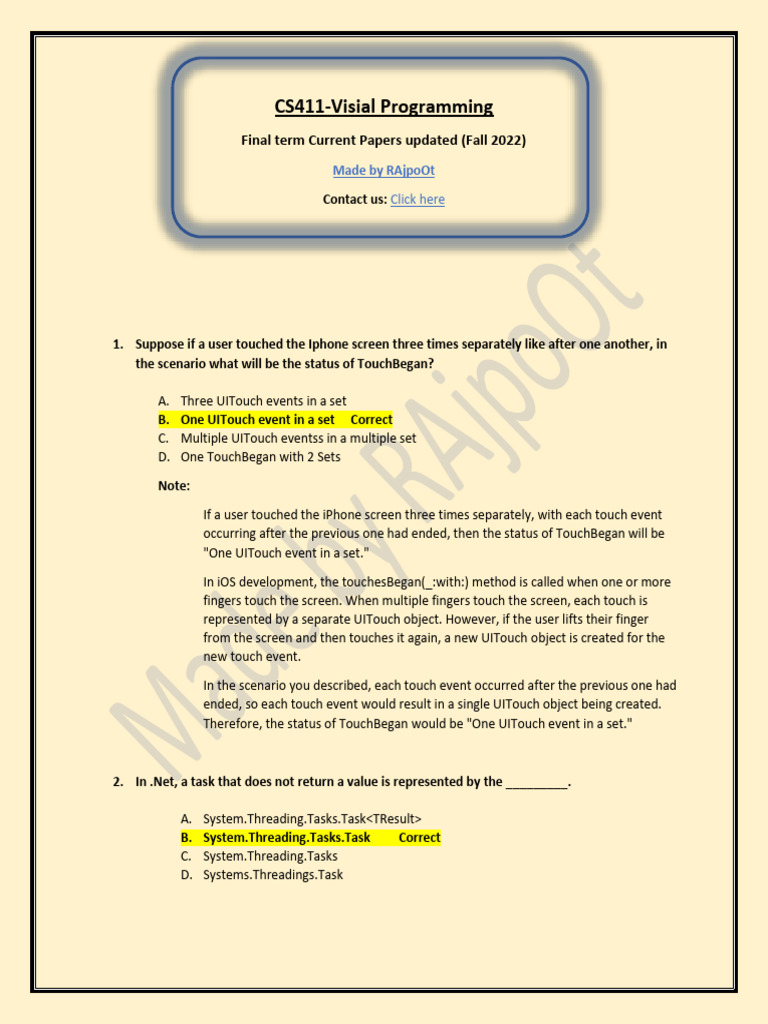 CS411 Final Term Current Paper Solved by RajpoOt Updated 3 March 2023 Finalized | PDF | Computer ...