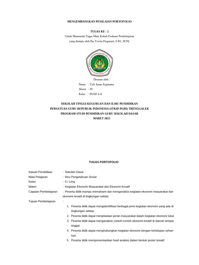 TUGAS 2. Penilaian Portofolio | PDF