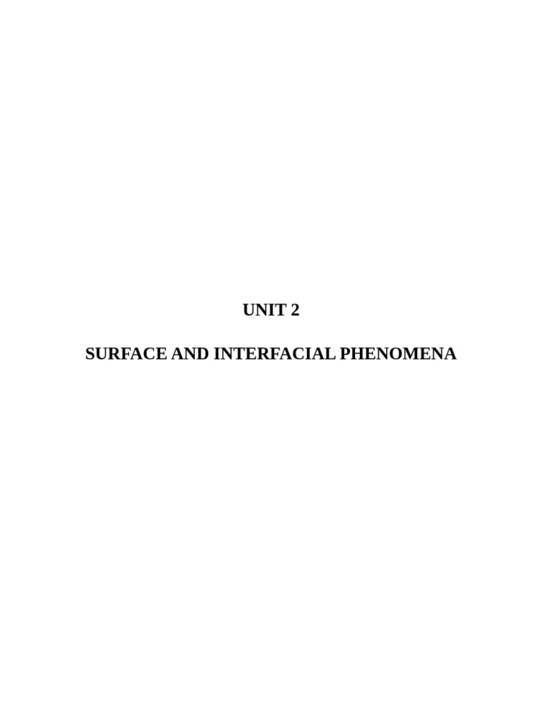 UNIT 2 - Surface and Interfacial Phenomena | PDF | Surface Tension | Wetting