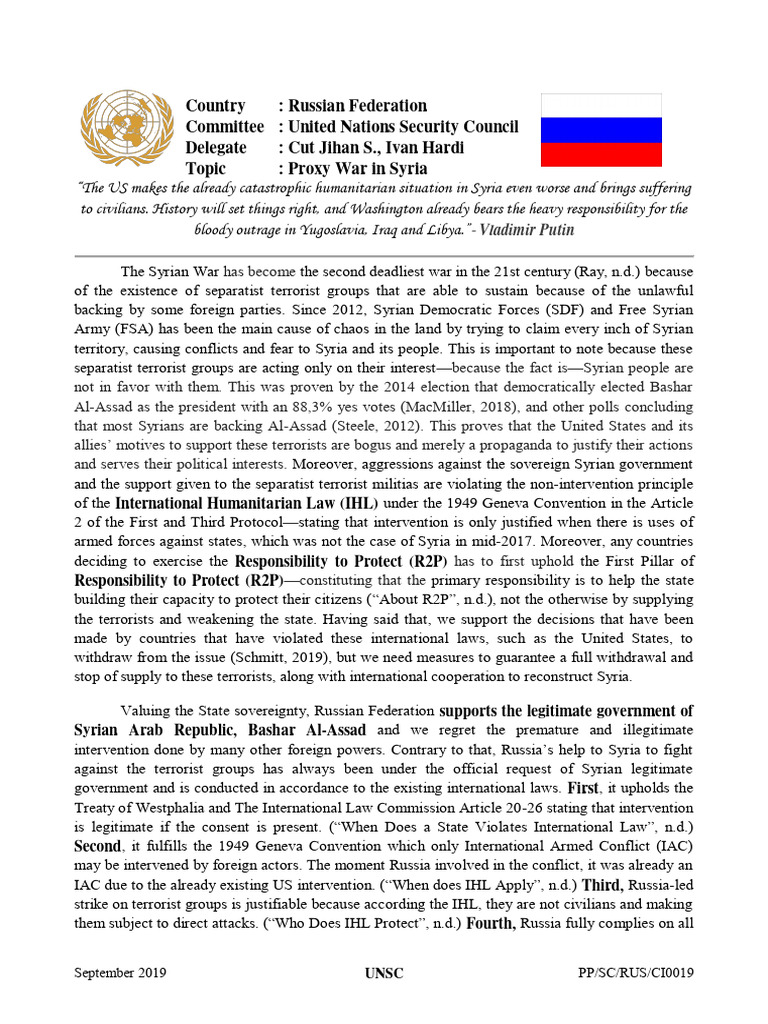 Example of Position Paper | PDF | Responsibility To Protect | Syria