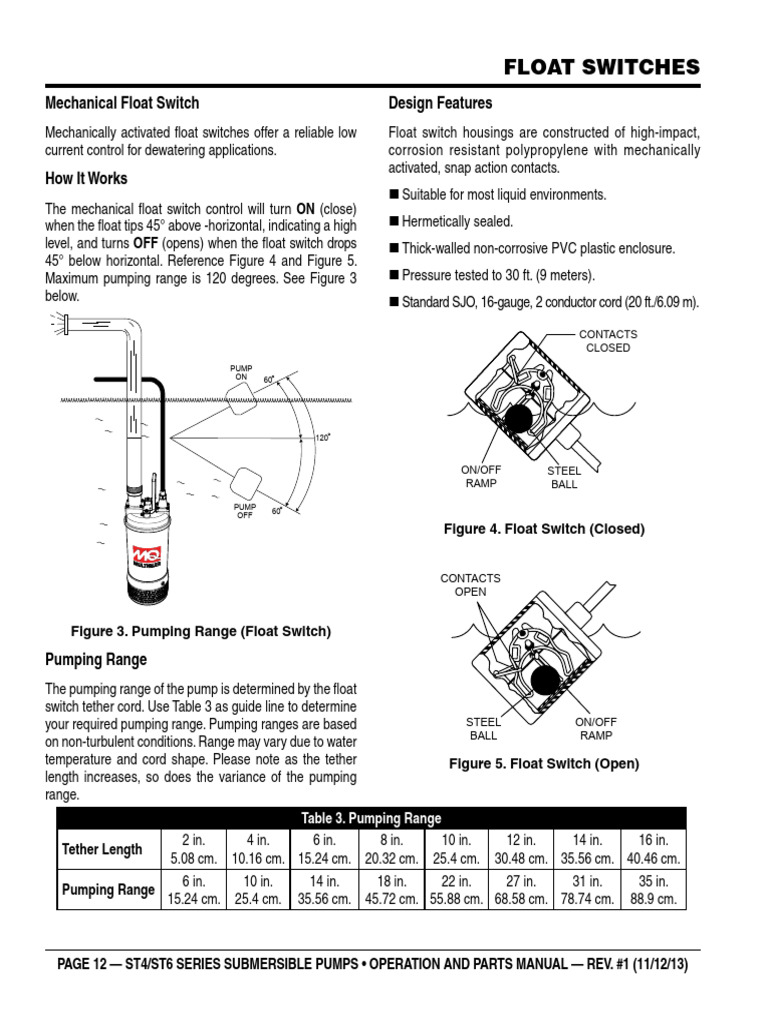 Sump Pump Float Switch Adjustment Guide | PDF | Switch | Electrical ...