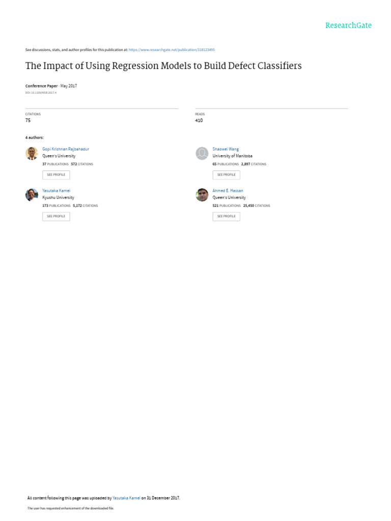 Rajbahadur_MSR2017 | PDF | Receiver Operating Characteristic | Statistical Classification