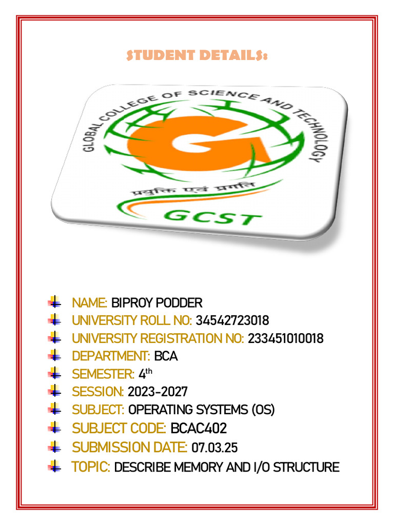 Biproy Podder BCAC402 (Word) | PDF | Computer Data Storage | Input/Output