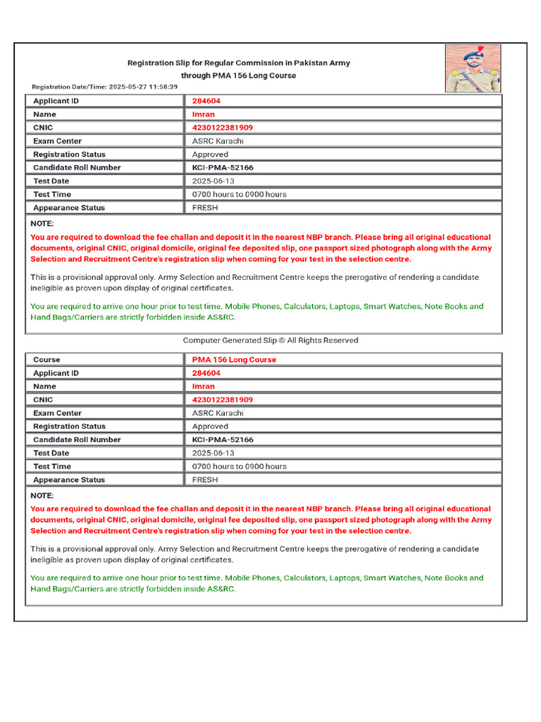 Registration Slip | PDF