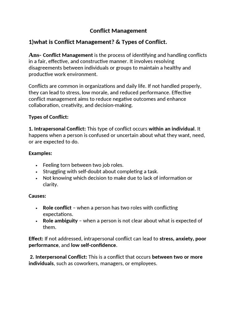 Conflict Management | PDF | Conflict Resolution | Conflict (Process)