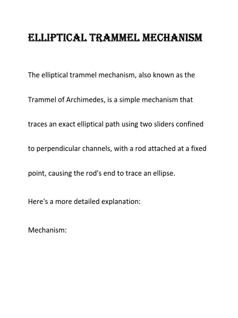 Elliptic Trammel Mechanism Explained | PDF