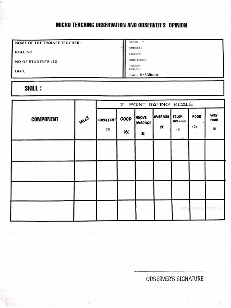 English Micro Lesson Plan's Feedback Sheet | PDF