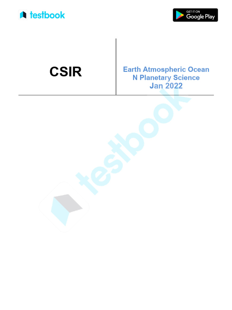 CSIR Earth Atmospheric Ocean N Planetary Science Jan 2022 (English) | PDF
