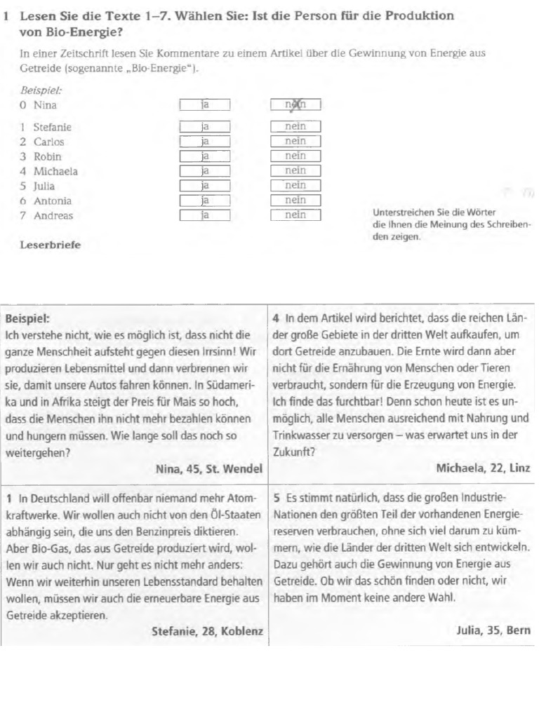 B1 Lesen Teil 4 Practise 1 | PDF