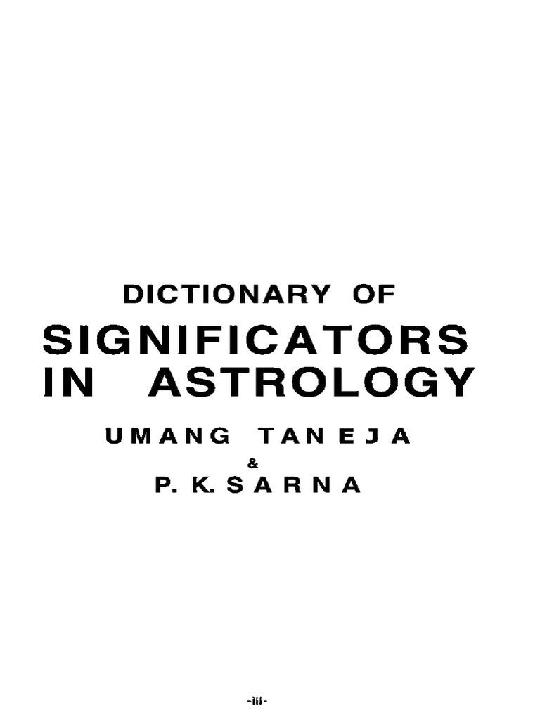 Dictionary of Astrology Significators | PDF | Planets In Astrology ...