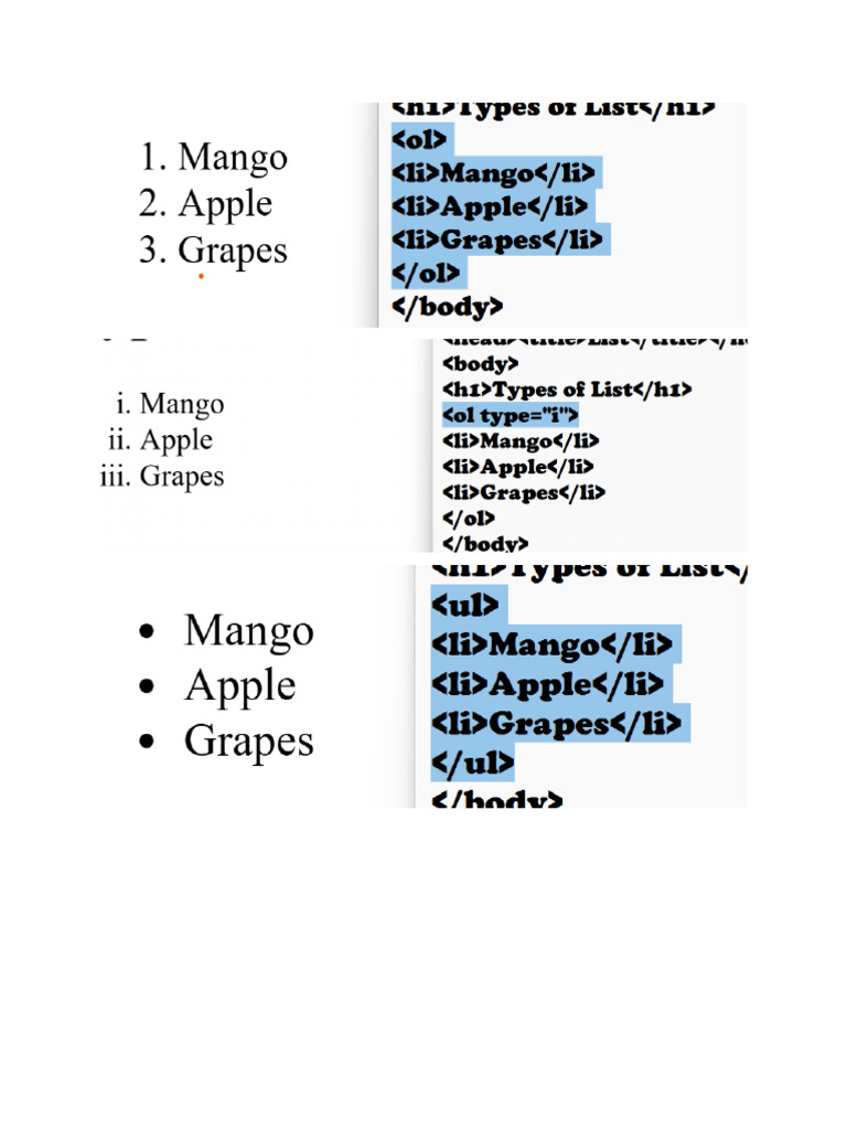 List and Tables HTML | PDF