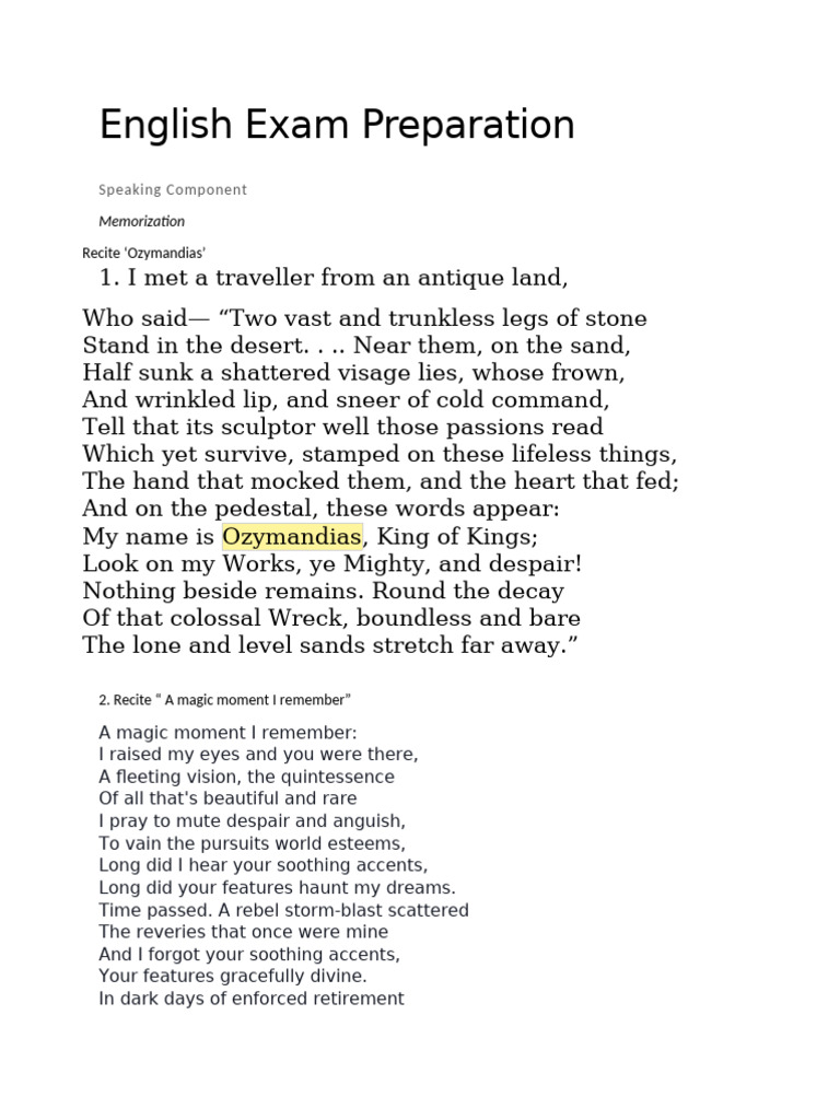 All Years English Exam Preparation - 1 - 2 | PDF | Metre (Poetry) | Clause