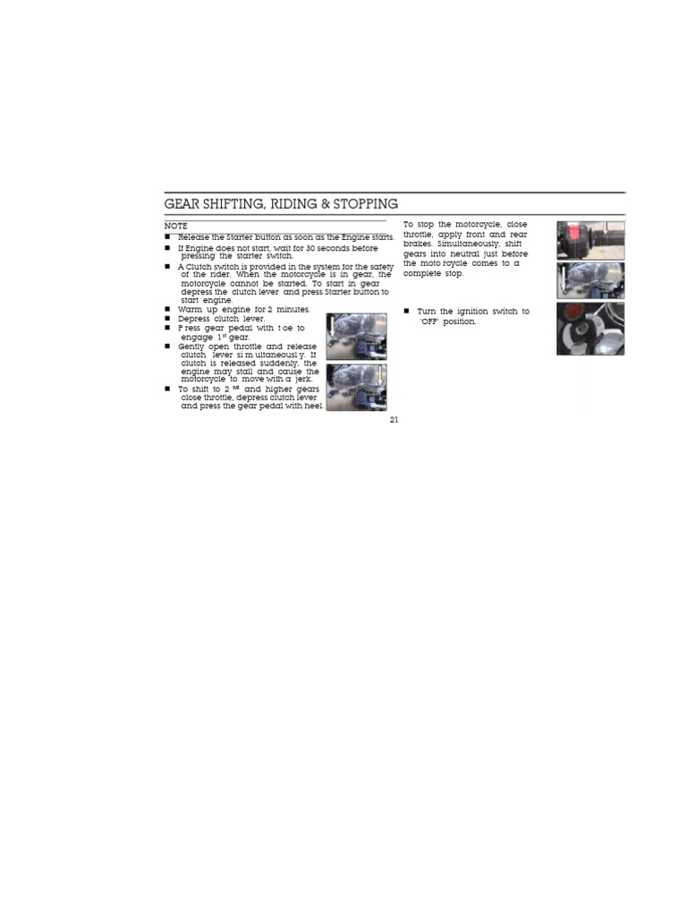 Geon Bullet 400 Riding Instructions | PDF
