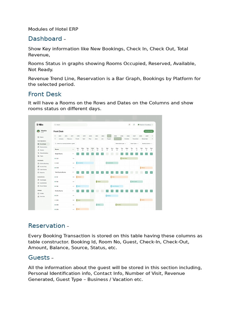 Modules of Hotel ERP | PDF