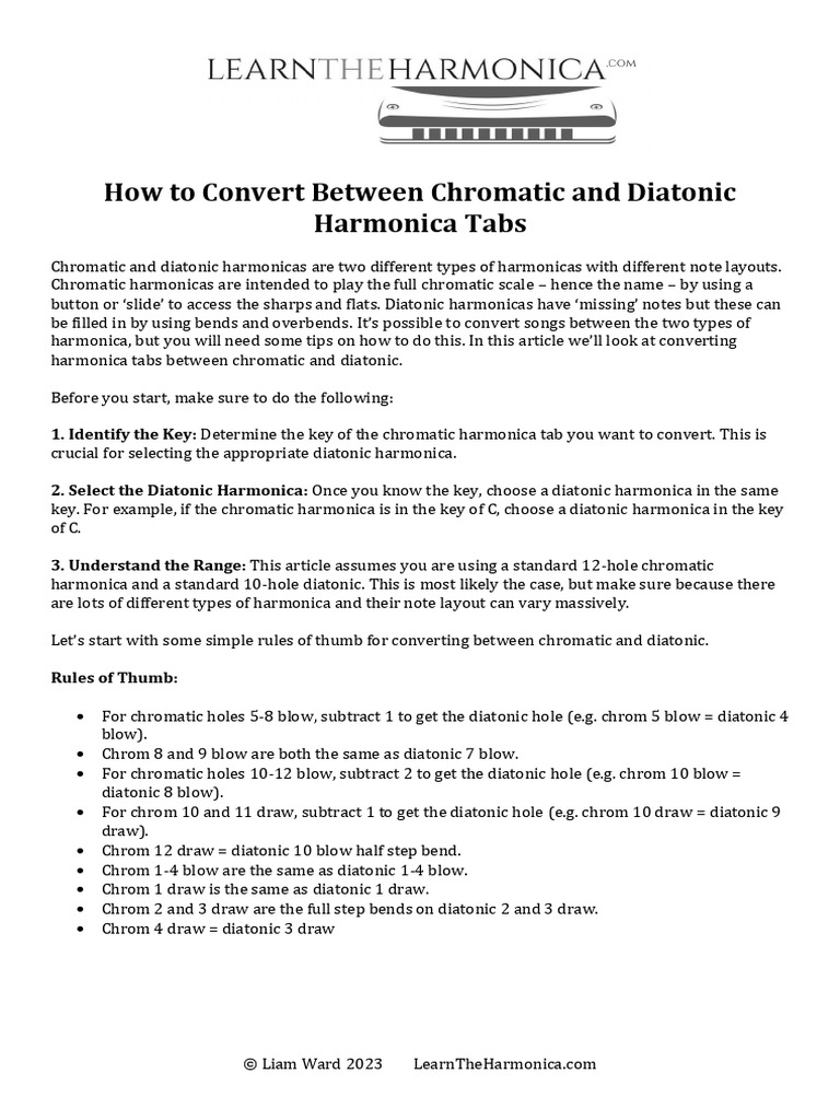 Converting Chromatic and Diatonic Tabs | PDF | Harmonica | Musical ...