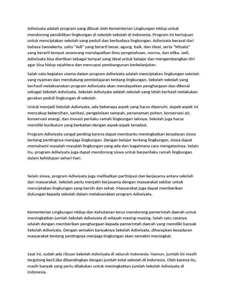 Adiwiyata Adalah Program Yang Dibuat Oleh Kementerian Lingkungan Hidup Untuk Mendorong ...