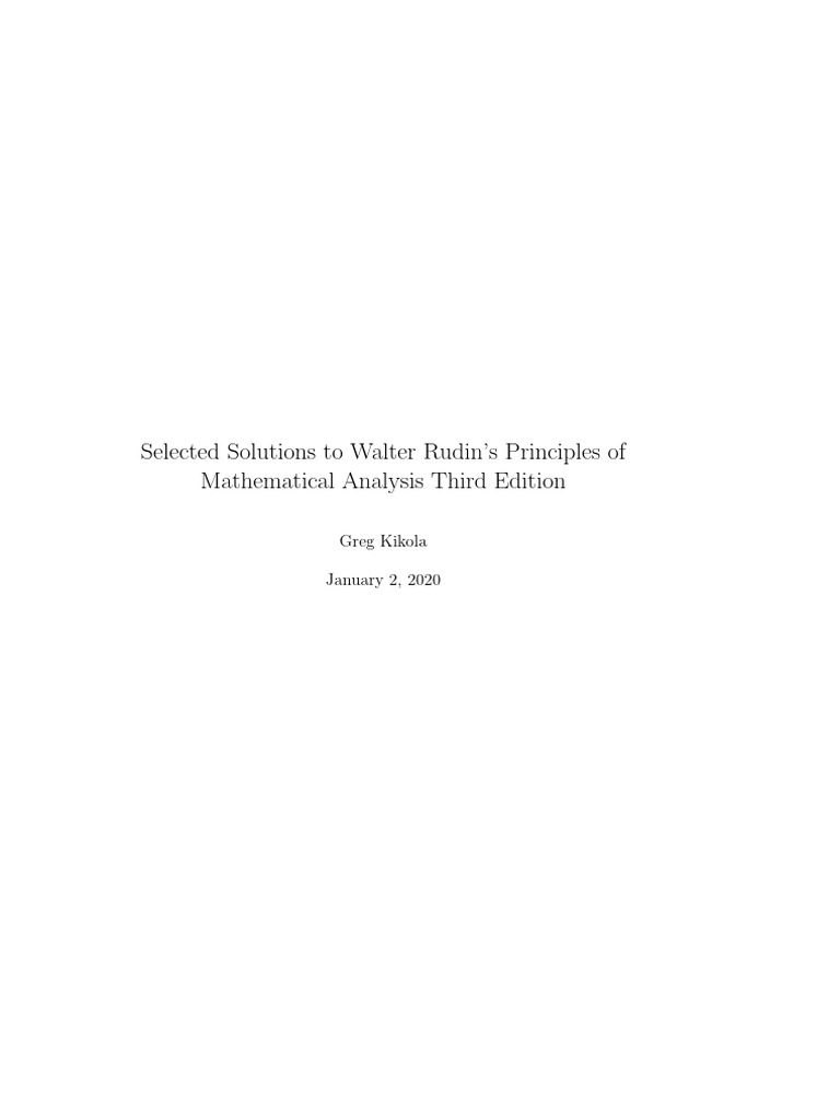 Solutions to Rudin's Mathematical Analysis | PDF | Compact Space | Numbers