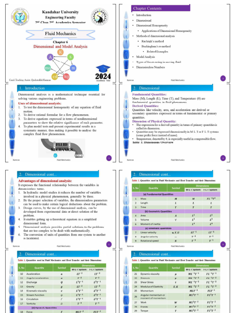 Chapter (Dimensional and Model Analysis) | PDF