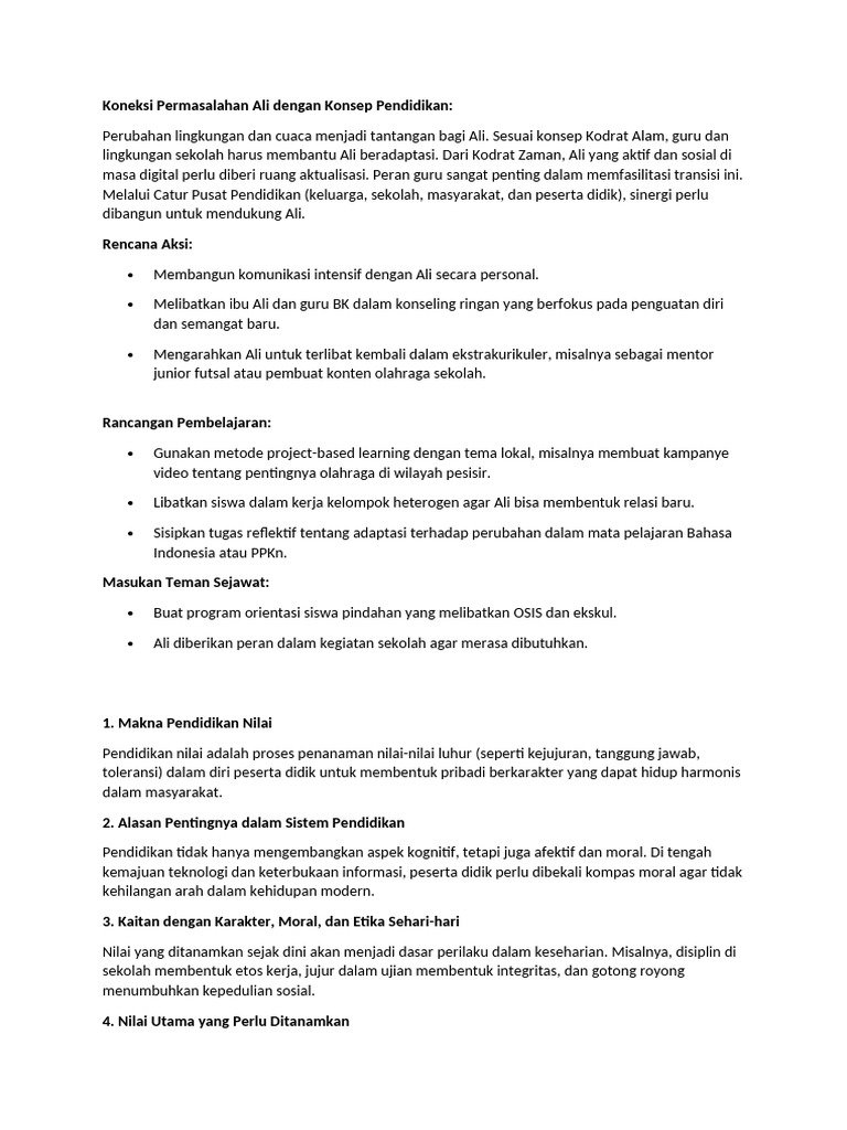 Koneksi Permasalahan Ali Dengan Konsep Pendidikan | PDF