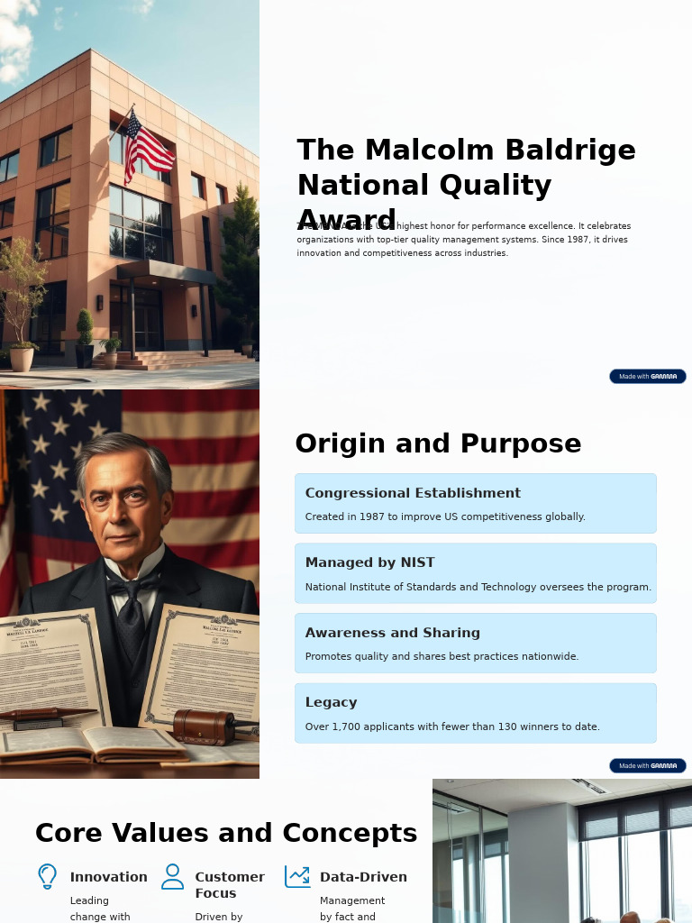 The Malcolm Baldrige National Quality Award | PDF | Innovation | Evaluation
