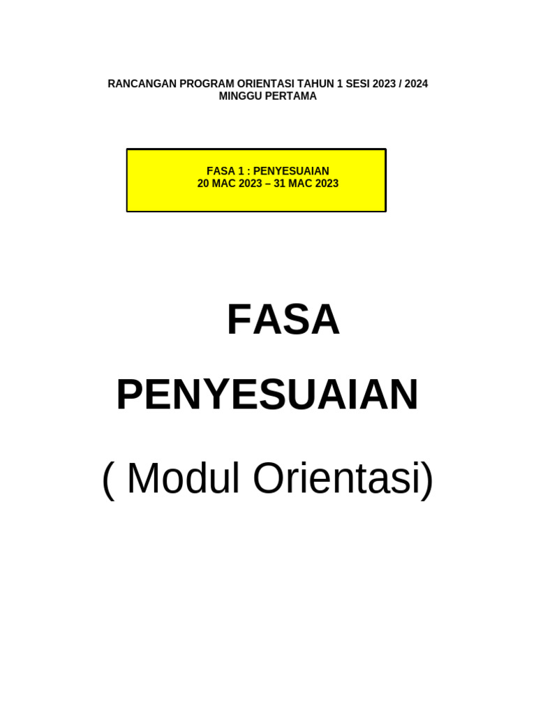 Program Orientasi Tahun 1 2023/2024 | PDF