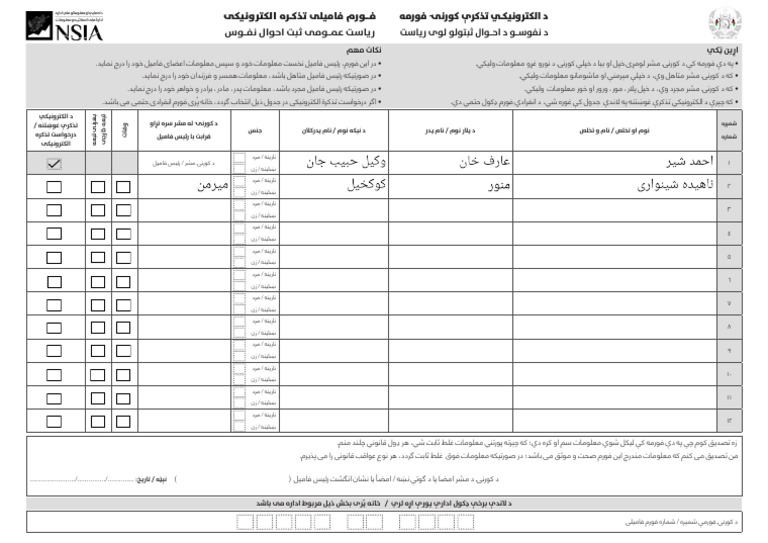 eNID Family Form Oct 14 2019 | PDF