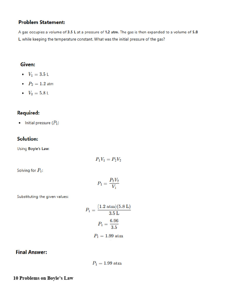 Boyle Charle Gay Lussac Combined Gas Laws | PDF | Gases | Atmospheric ...