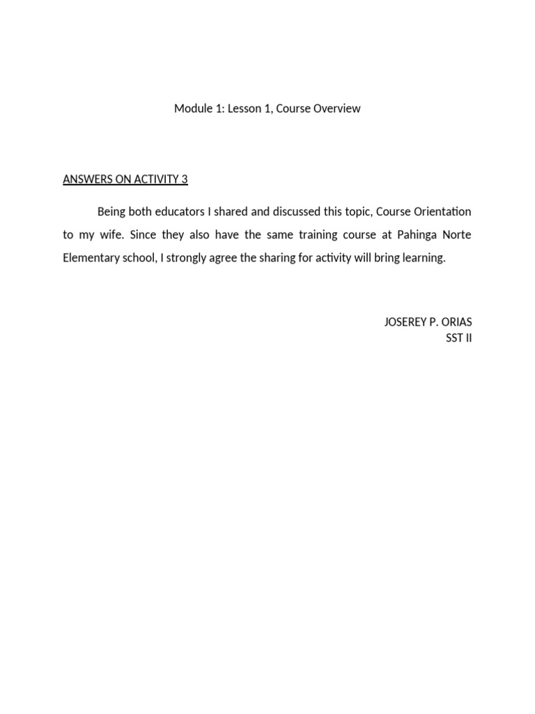 Task#3- Module 1 Lesson 1, Act3 | PDF