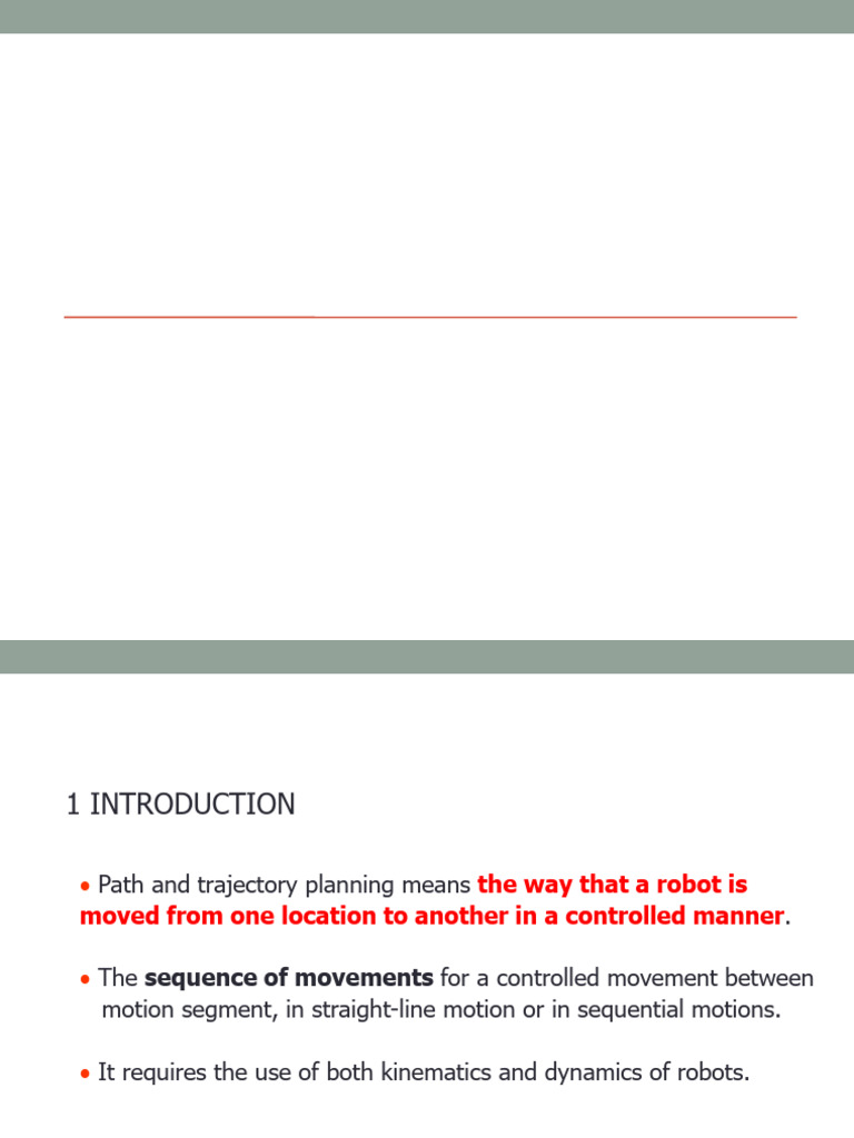Lecture 8 - Trajectory Planning | PDF | Acceleration | Mechanics