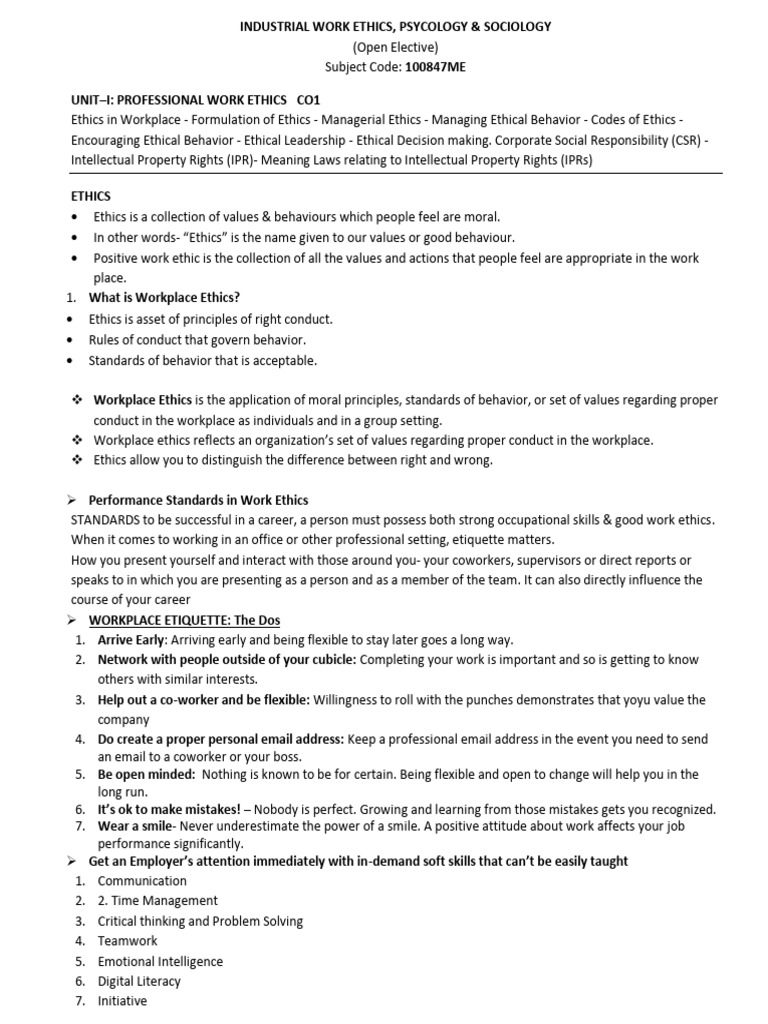 Professional Work Ethics | PDF | Corporate Social Responsibility | Intellectual Property