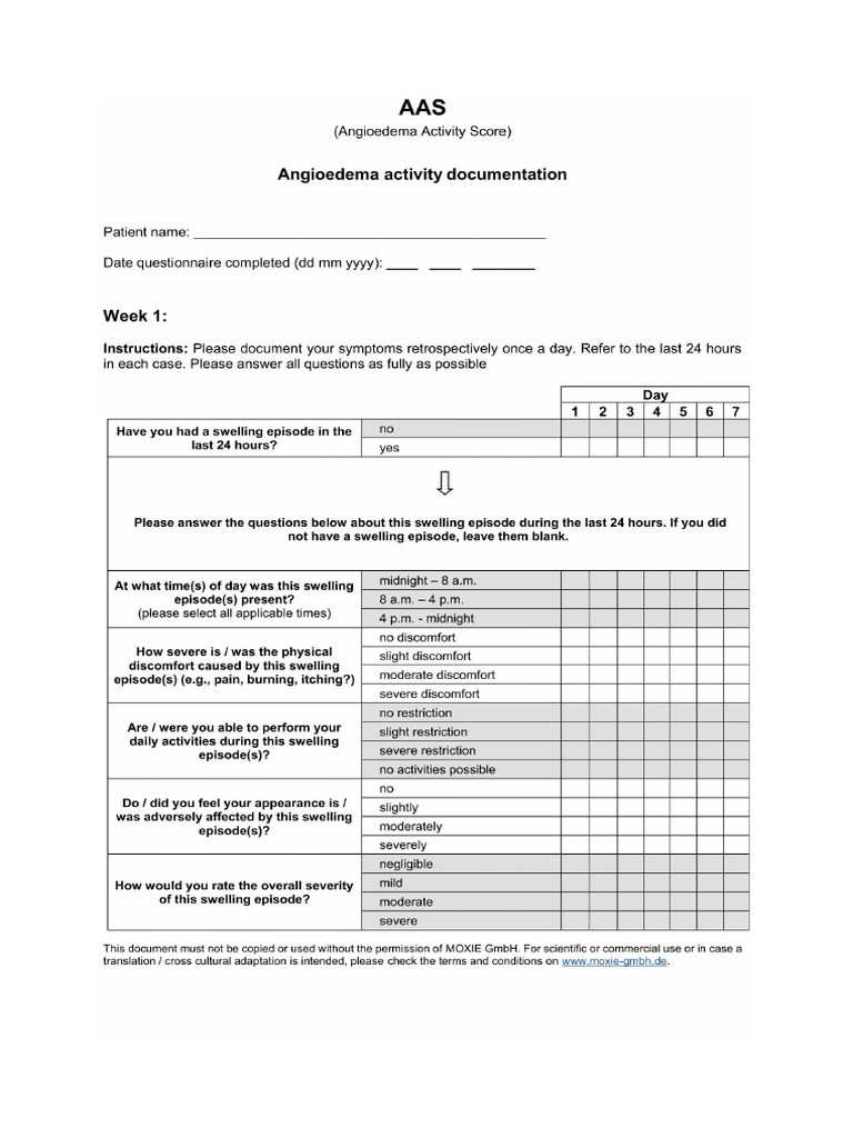 Angioedema Activity Score | PDF