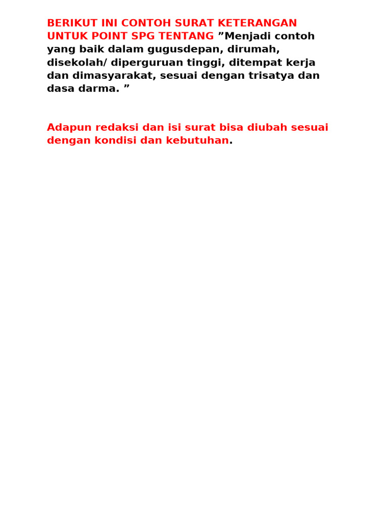 Contoh Redaksi Surat Keterangan Pramuka | PDF
