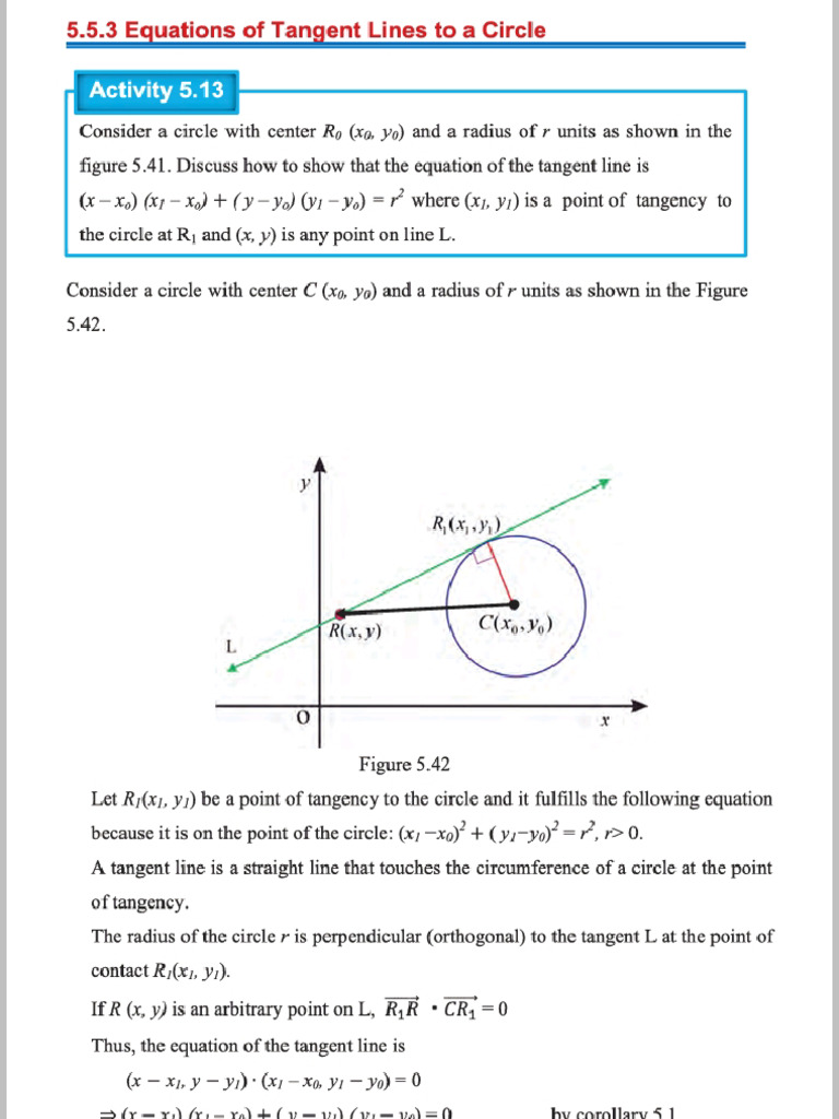 Equation of Tangential Line To Circle | PDF